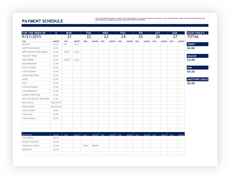55+ Simple Payment Schedule Template (Word, Excel) - sample schedule