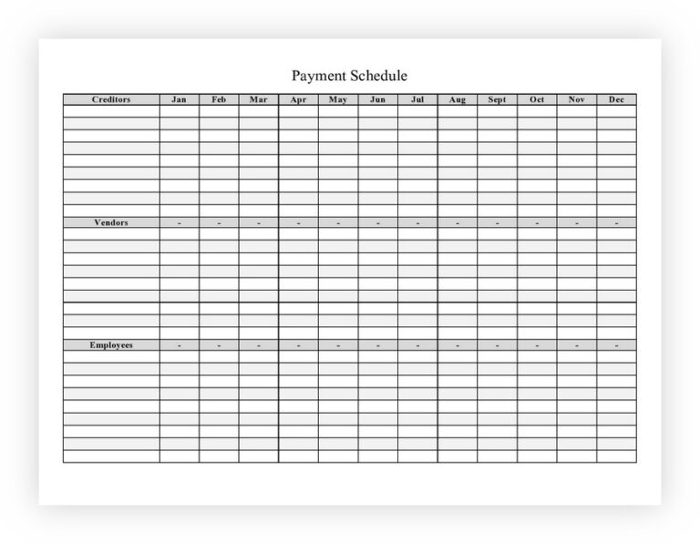 55+ Simple Payment Schedule Template (Word, Excel) - sample schedule