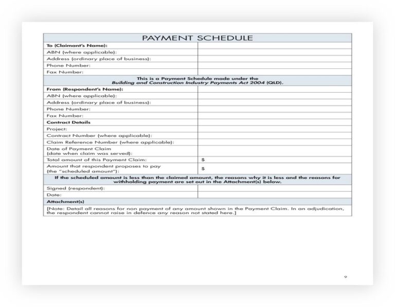 55+ Simple Payment Schedule Template (Word, Excel) - sample schedule