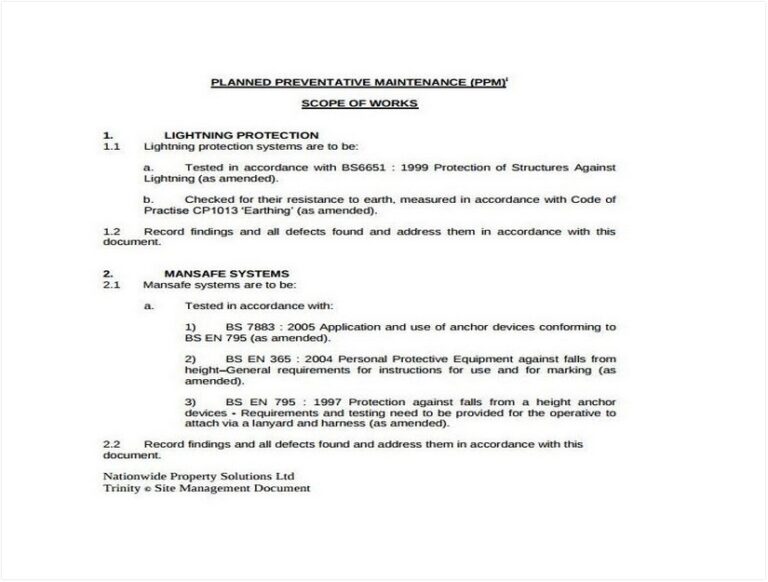 Planned Preventive Maintenance Schedule Template (3+ Free PPM Schedule) - sample schedule