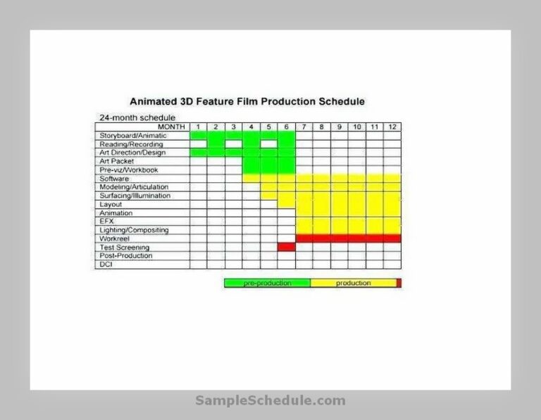 8 Free Film Production Schedule Example Template Sample Schedule