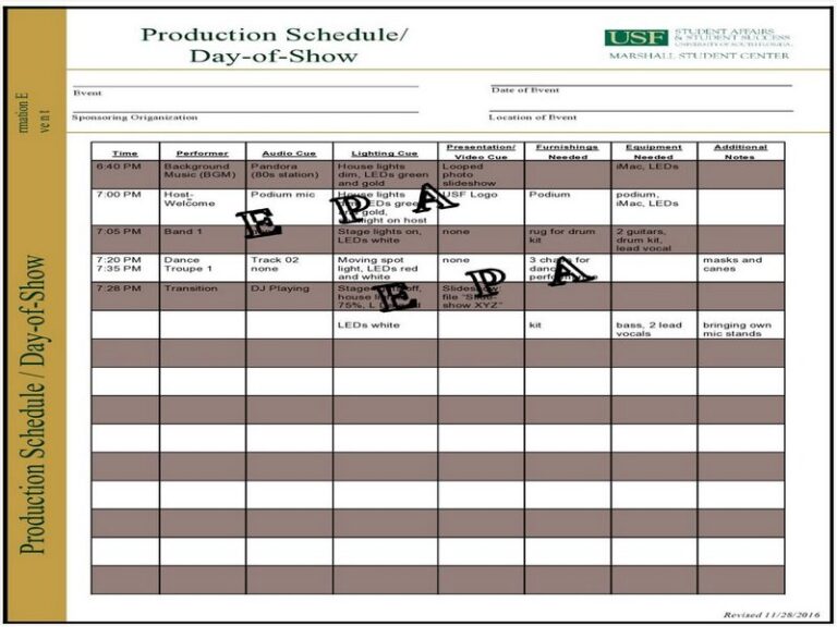 40+ Excellent Production Schedule Template Excel Free - sample schedule