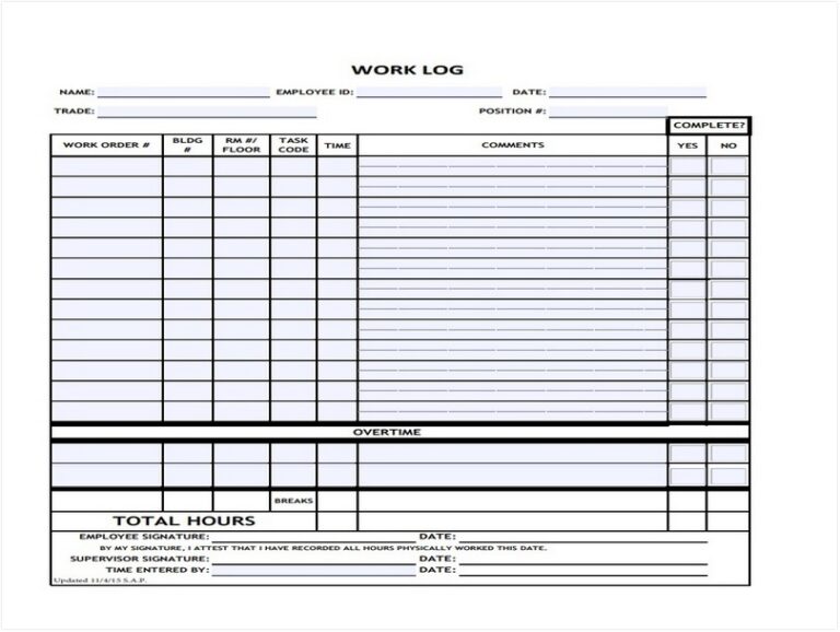 17+ Daily Log Template FREE – sample schedule