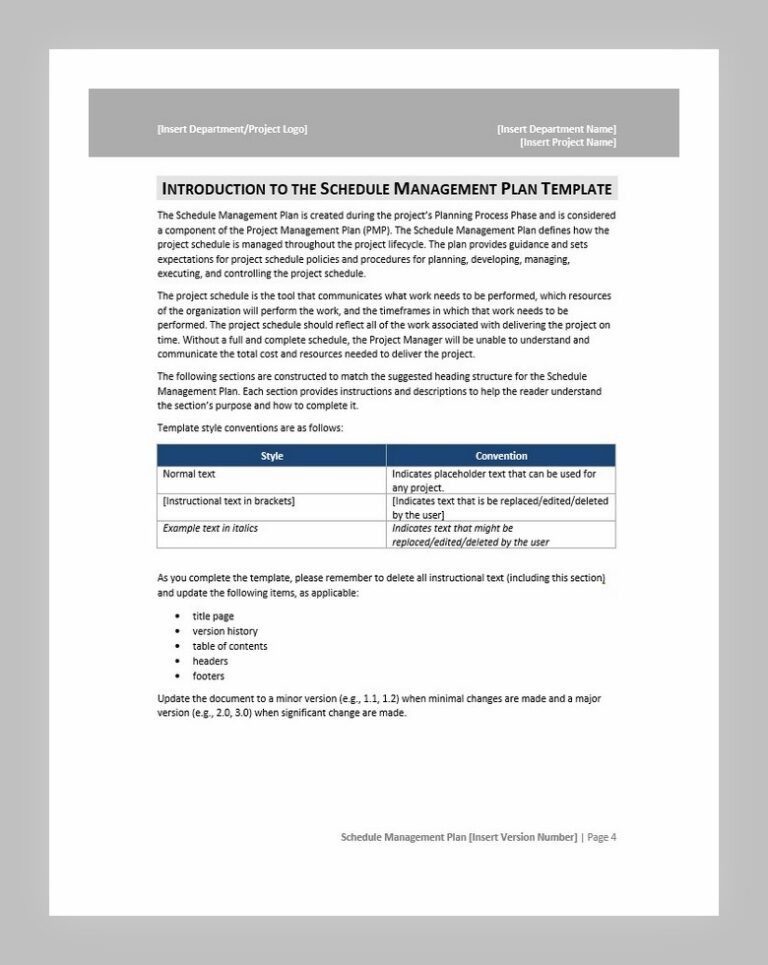 10+ Free Schedule Management Plan Template - sample schedule