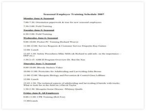 10+ Powerful Training Schedule For Employees - sample schedule