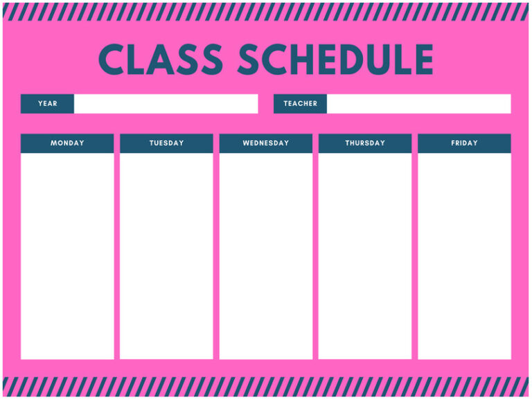 Template for Class Schedule 22+ Free - sample schedule