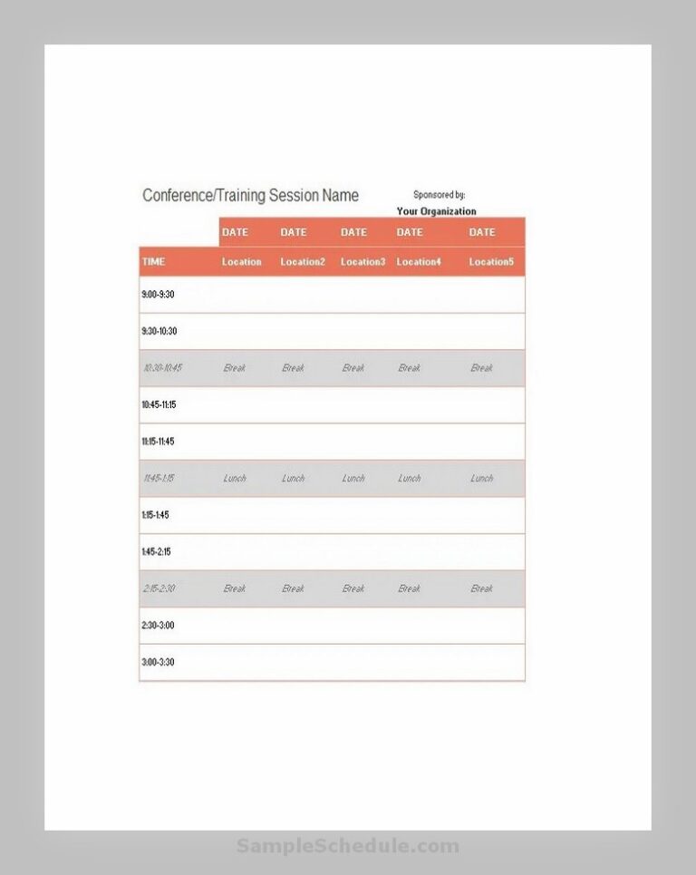 10+ Best Template For Schedule Of Events - sample schedule