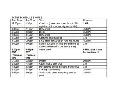 10+ Best Template For Schedule Of Events - sample schedule