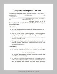10 Template for Employment Contract Free - sample schedule