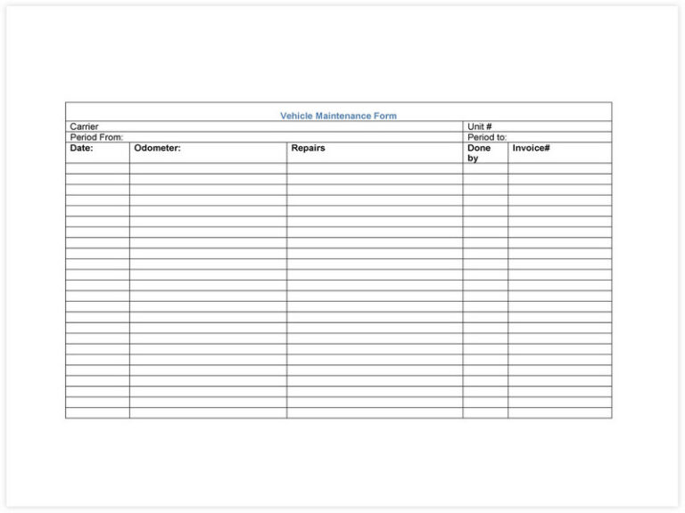 50 Best Vehicle Maintenance Schedule Template - sample schedule