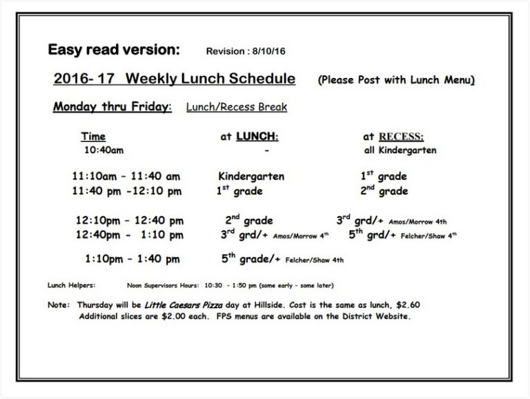 15+ Useful Lunch Schedule Template To Make A Discipline and Healthy ...