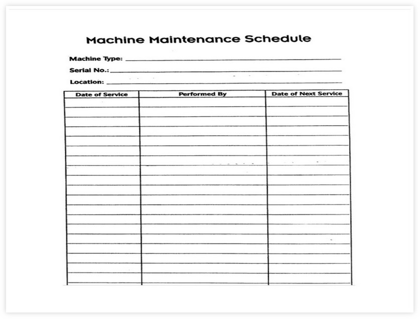 10 Best Machine Maintenance Schedule Template PDF WORD EXCEL 10 Best Machine Maintenance Schedule Template PDF WORD EXCEL