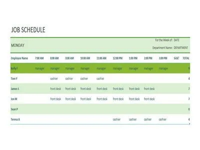 10+ Free Job Schedule Template - sample schedule
