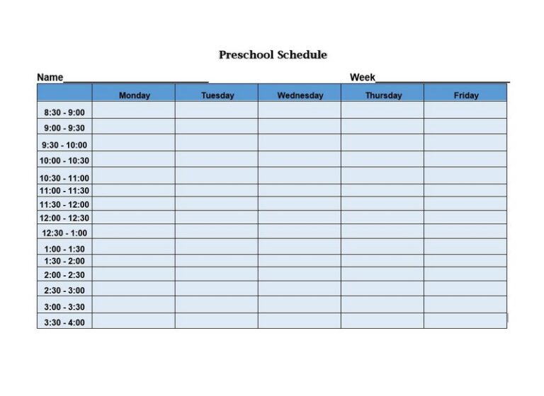 10+ Powerful Preschool Schedule Sample & Template – sample schedule